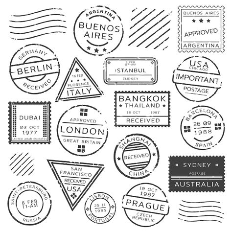 Passport Stamps Template Flat Design Passport Stamp Free Vector