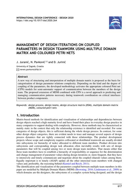 Pdf Management Of Design Iterations On Coupled Parameters In Design