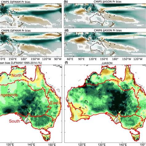 Precipitation Bias In Cmip5 And Cmip6 For Djfmam And Jjason Upper Four Download Scientific