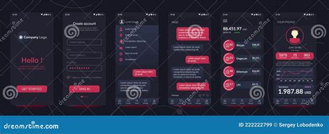 Design Of Mobile App Cryptocurrency Wallet Chat Room Ui Ux Gui Set Of User Registration