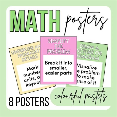 Math Problem Solving Strategies Posters Pastel Decor Bulletin Board