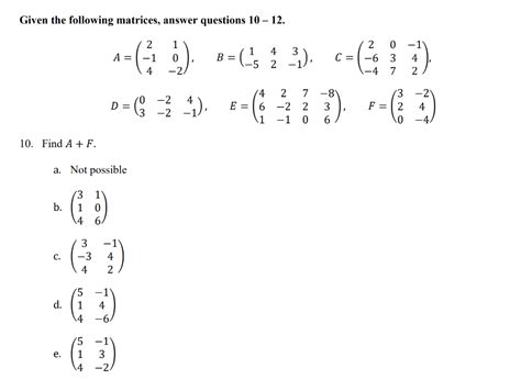 Solved Given The Following Matrices Answer Questions Chegg