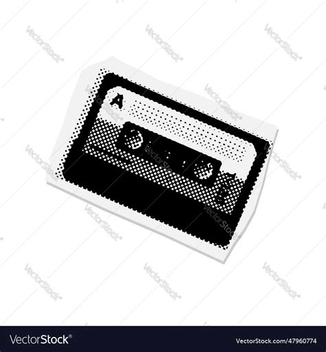 Audio Cassette Icon With Halftone Dots Print Vector Image