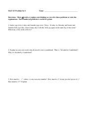 PS FA Pdf MAT Problem Set Name Directions Show All Work Or Explain Your Thinking As