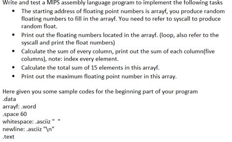 Write And Test A Mips Assembly Language Program To