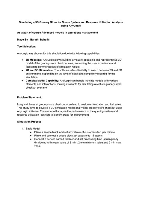 Pdf Simulating A 3d Grocery Store For Queue System And Resource Utilization Analysis Using