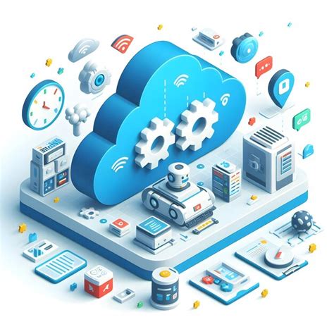 3d Flat Icon As Cloud Computing Automation With Robotic Process Automation Rpa Symbols Concept