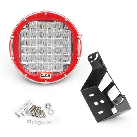 32led 9 Inch Red Round Work Lamp Light Flood Cover For Car Offroad Suv