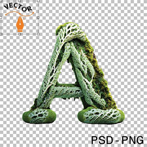 세련된 녹색 글꼴 알파벳 A부터 Z까지 Png 이미지 및 글꼴 컬렉션 프리미엄 Psd 파일