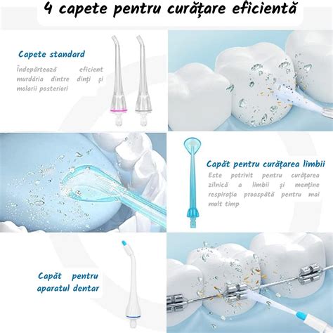 Иригатор за устна кухина Zenino тип орален душ преносим 4 глави 9 нива на интензитет 3