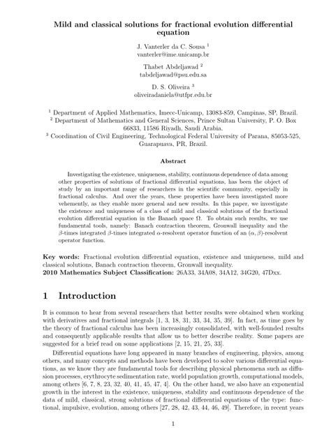 Pdf Mild And Classical Solutions For Fractional Evolution Differential Equation