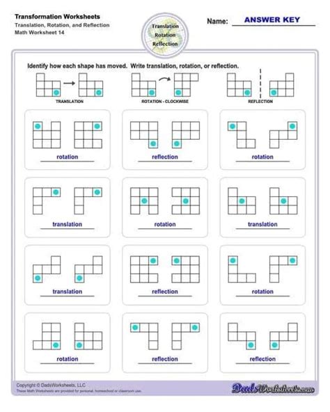 Reflection Rotation Translation Worksheets Geometry Worksheets