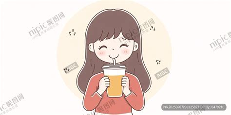 ai创作图喝奶茶女孩 喝奶茶卡通女孩 女生喝奶茶 喝奶茶的女孩 女孩奶茶人物包装插画 喝奶茶的卡通女孩 人物奶茶插画 喝奶茶人物 奶茶甜美女孩