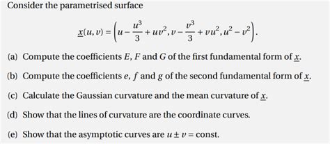 Consider The Parametrised Surface 2 2 Xu V U A