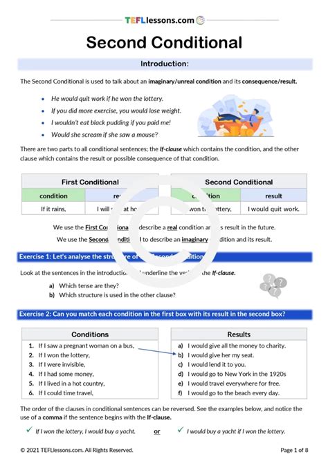 Conditional 1 Second Conditional Lesson Tefl Lessons