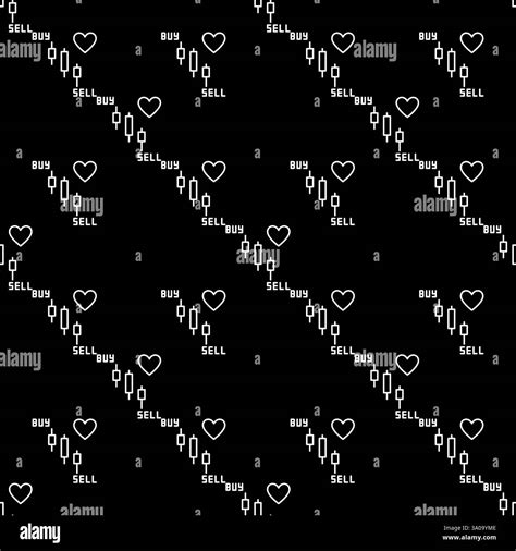 Buy And Sell Candlestick Pattern Chart And Heart Vector Concept Linear Seamless Pattern Stock