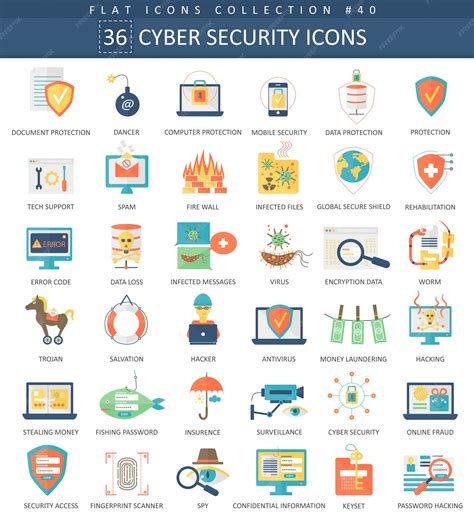 Premium Vector Cyber Security Flat Icon Set
