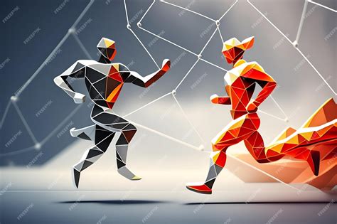 premium ai image running man from lines triangles and particle style