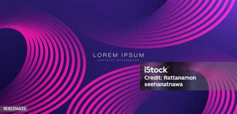 보라색 배경에 추상적으로 빛나는 선입니다 현대 자홍색 그라데이션 곡선 기하학적 패턴입니다 역동적인 형태 미래 지향적인 개념 배너