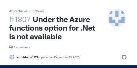 Under The Azure Functions Option For Net Is Not Available · Issue