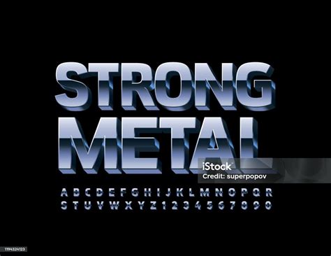 벡터 강한 금속 대문자 글꼴입니다 3d 크롬 알파벳 강철에 대한 스톡 벡터 아트 및 기타 이미지 강철 개념 그래픽 프린트 Istock