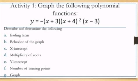 Activity 1 Graph the following polynomial | StudyX