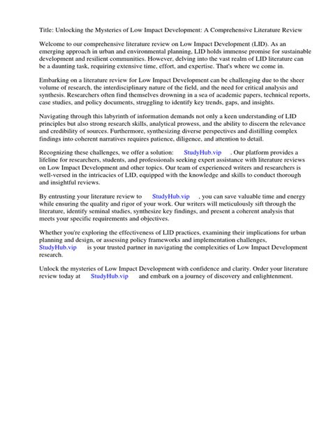 Low Impact Development A Literature Review Pdf Essays