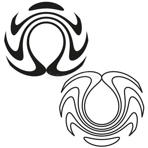 Curved Abstract Symbols Tribal Swirl Vector Black White Shape Circular Motion Icon Stock