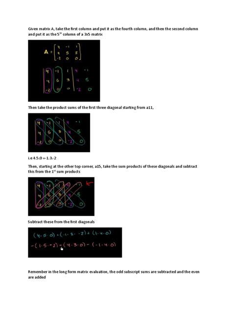 3x3 Matrix Determinant Quick Method Sarrus Rule Pdf