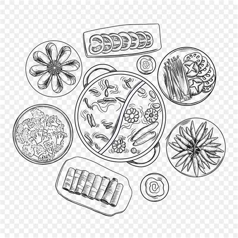 Gourmet Hot Pot Line Drawing Wing Drawing Pot Drawing Pot Sketch Png