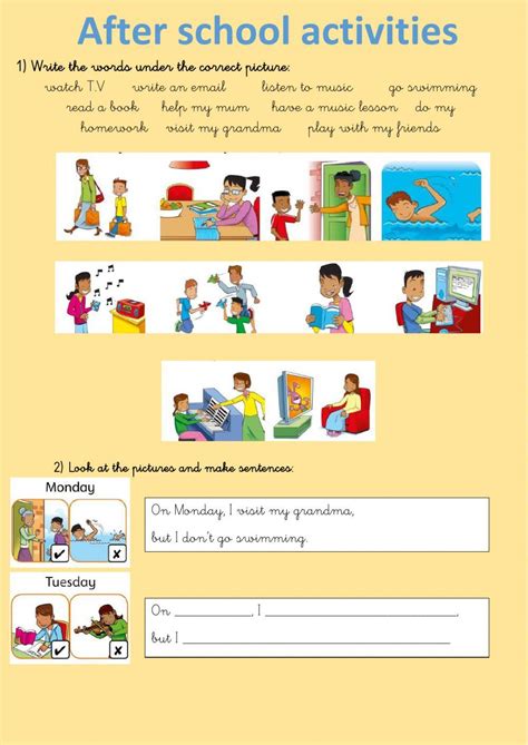 After School Fun Worksheets