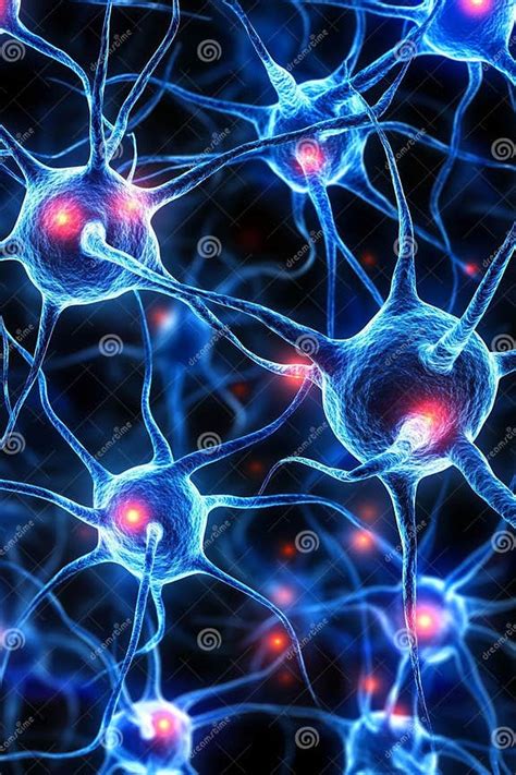 Glowing Neural Network A 3d Visualization Of Brain Cells Synapses And