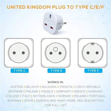 1pc Black Travel Adapter For Uk To Eu Type C E F Plug Adaptor Universal Power Adapter For Uk