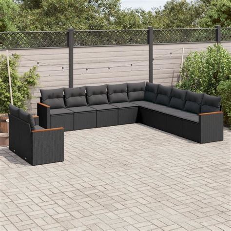 11 Piece Garden Sofa Set With Cushions Poly Rattan Vidaxl Big W