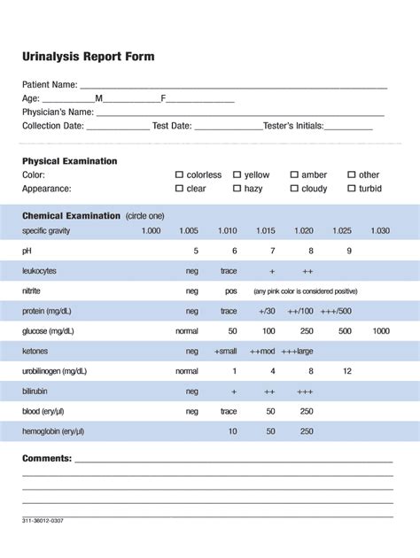 Urine Dipstick Results Chart Printable Free Printable