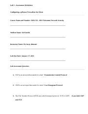 Lab Assessment Worksheet Docx Lab Assessment Worksheet Configuring A PfSense