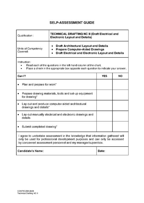 Self Assessment Guide For Technical Drafting Nc Ii Contec 208 Studocu