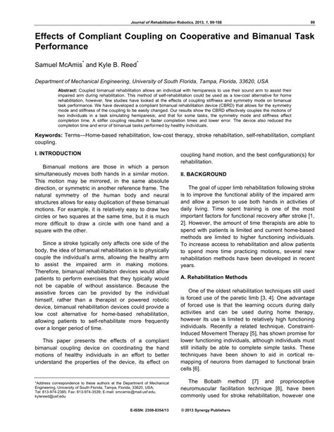 Effects Of Compliant Coupling On Cooperative And Bimanual Task Performance