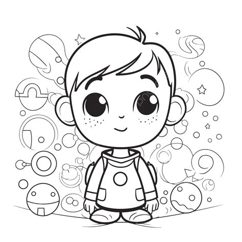 공간 색칠 페이지 벡터 Ilustrac 개요 스케치 드로잉에서 만화 Spaceboy 중독자 그림 중독자 개요 중독자 스케치