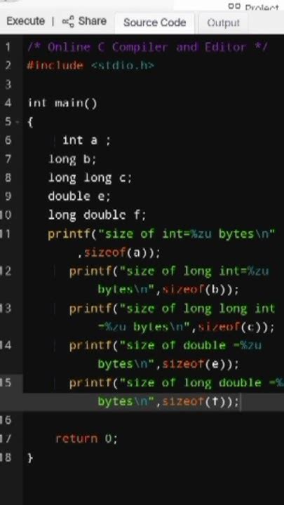 Bca Ll C Programming Language Ll Find Size Of Data Type Ll Viral