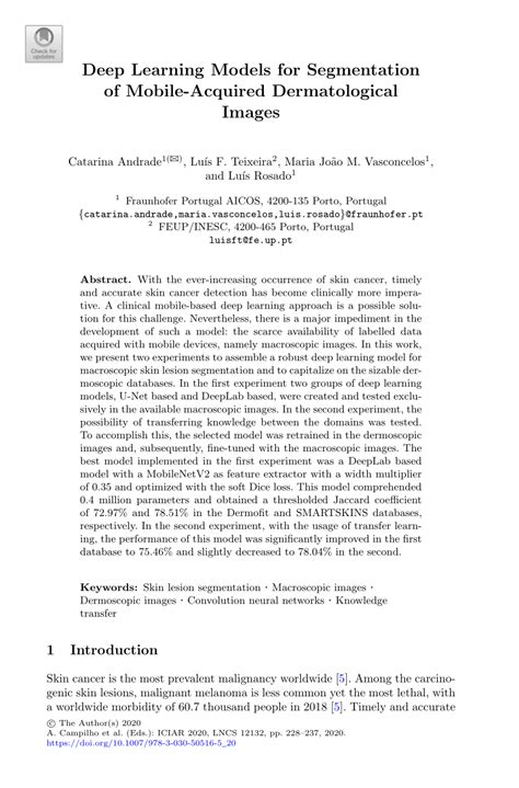 Pdf Deep Learning Models For Segmentation Of Mobile Acquired