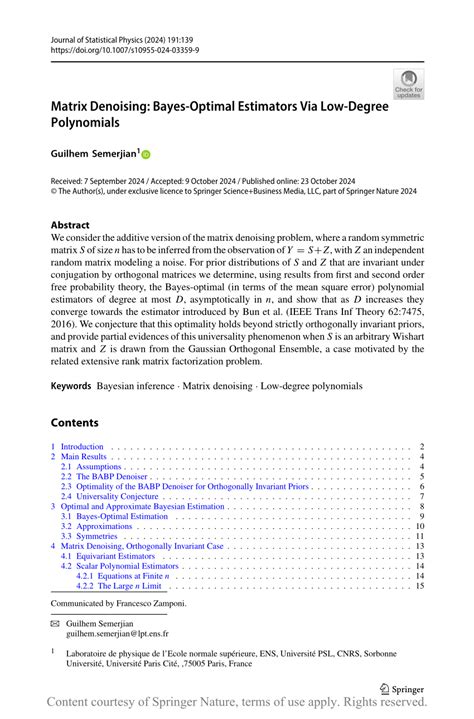 Matrix Denoising Bayes Optimal Estimators Via Low Degree Polynomials