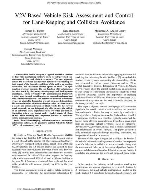 pdf v2v based vehicle risk assessment and control for lane keeping