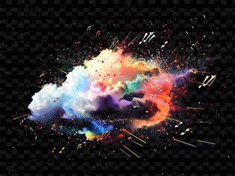 Premium Psd Vibrant Nimbus Cloud With Rainbow Colored Lightning Bolts An Neon Color Shape