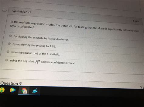 solved in the multiple regression model the t statistic for