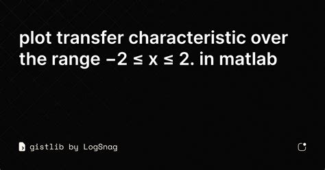 Gistlib Plot Transfer Characteristic Over The Range −2 ≤ X ≤ 2 In Matlab