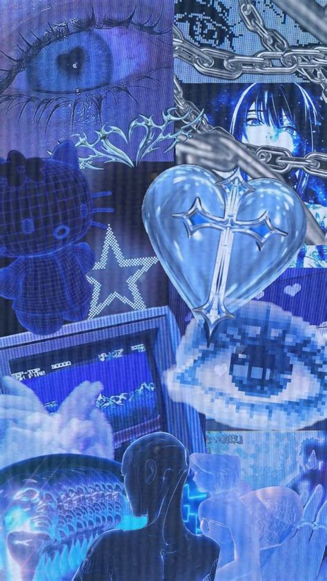 Revamped Version Blue Cybercore Wallpaper Aestehthic Collage