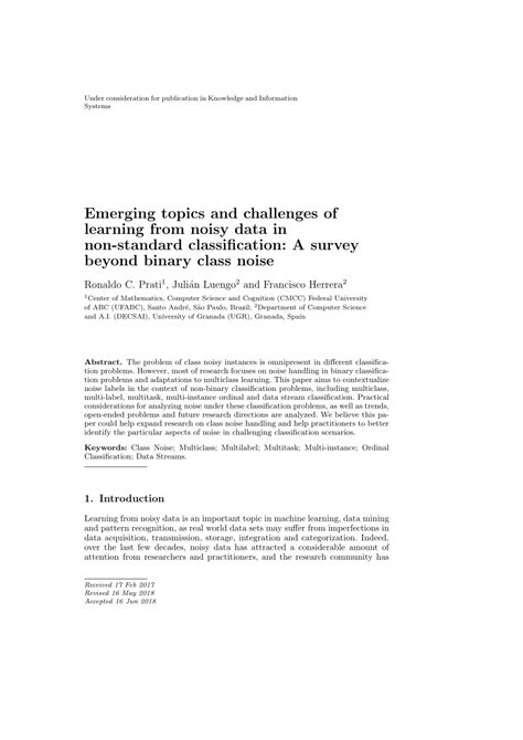 pdf emerging topics and challenges of learning from noisy data in non