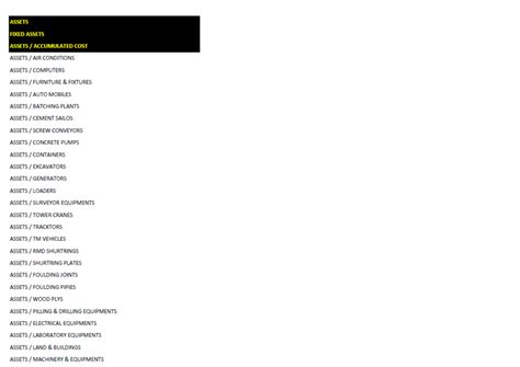 Chart Of Accounts Fixed Assets Freelancer
