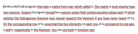 Solved Write A Matlab Program That Asks A Matrix From User
